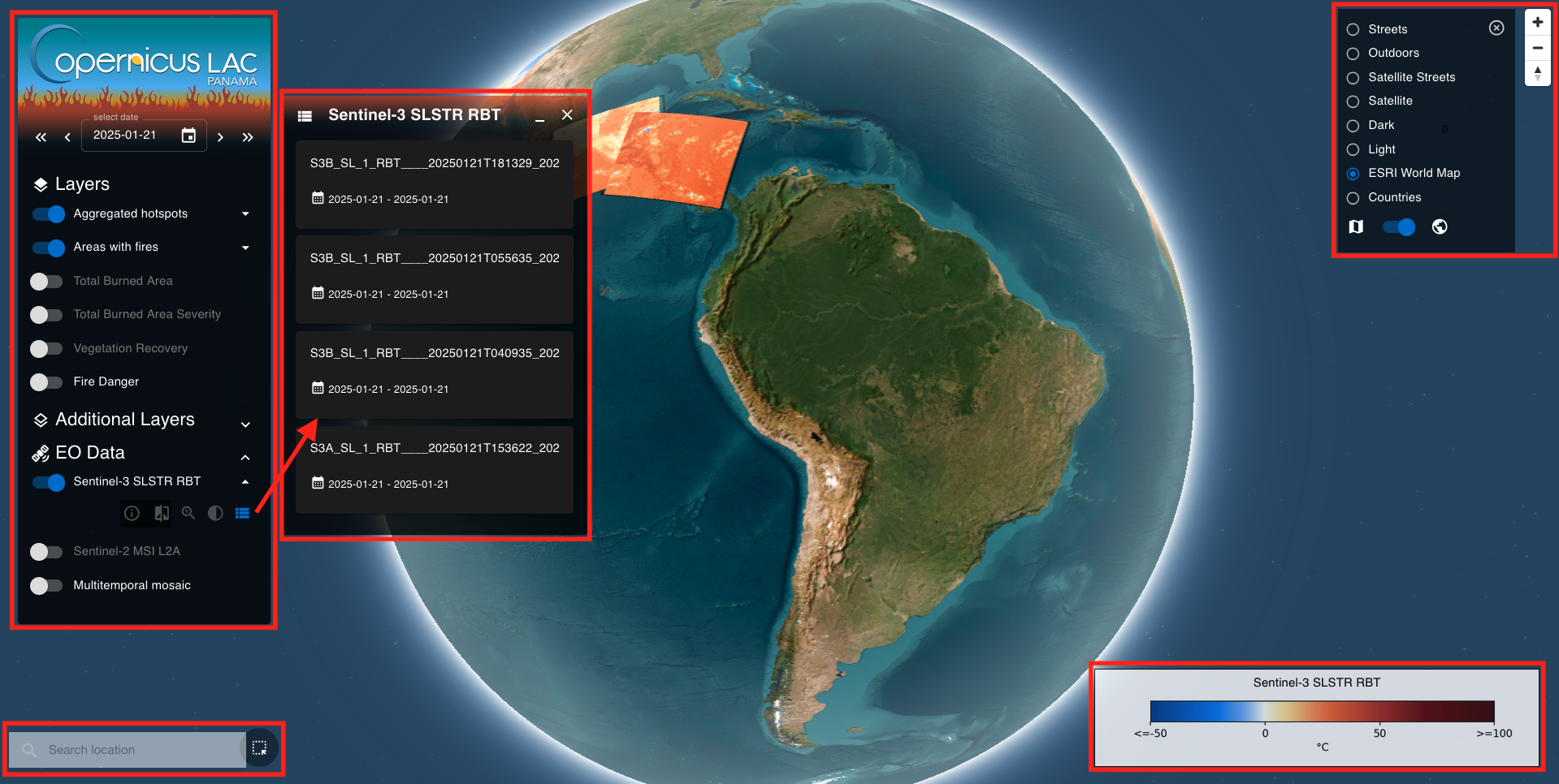 Wildfire Results Explorer - CopernicusLAC Platform