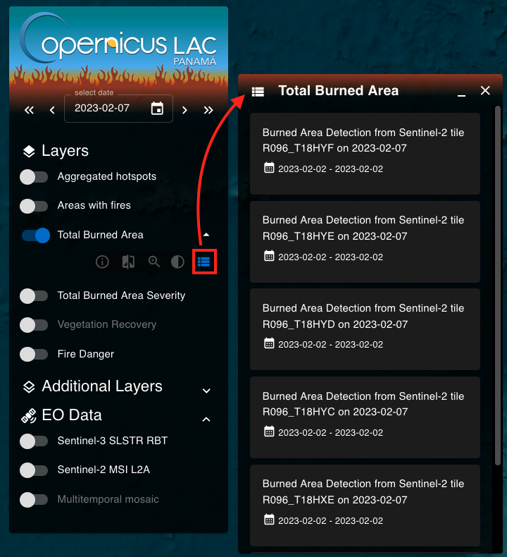 Wildfire Results Explorer - CopernicusLAC Platform